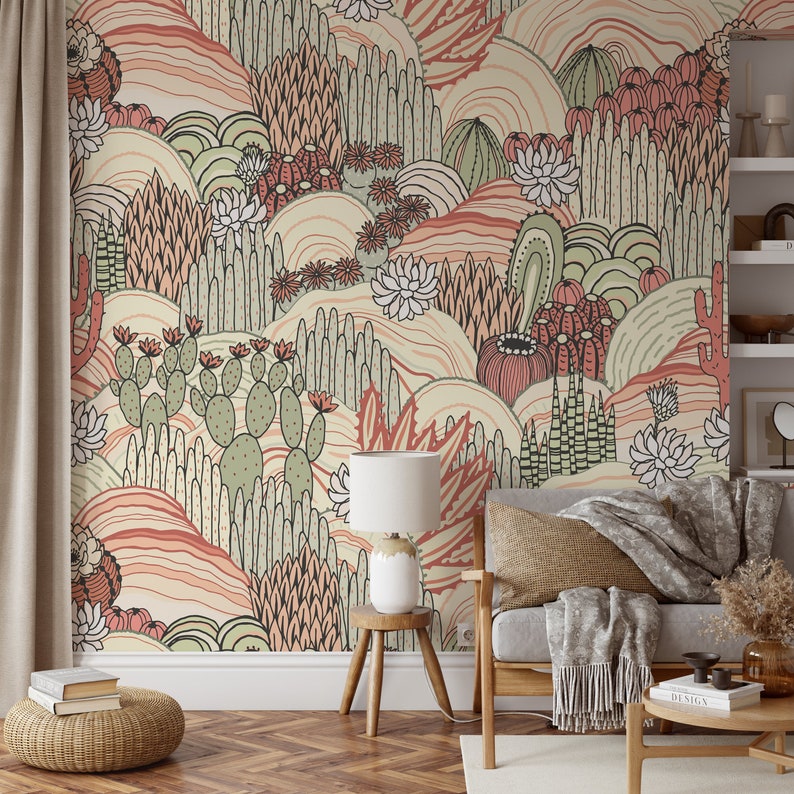 Sage and Tango Wallpaper - Etsy