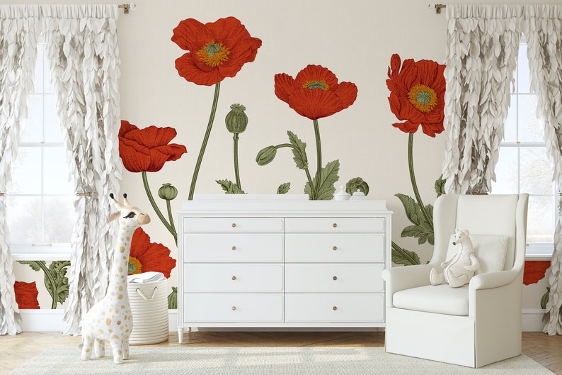 Poppy Lane Wallpaper - Etsy