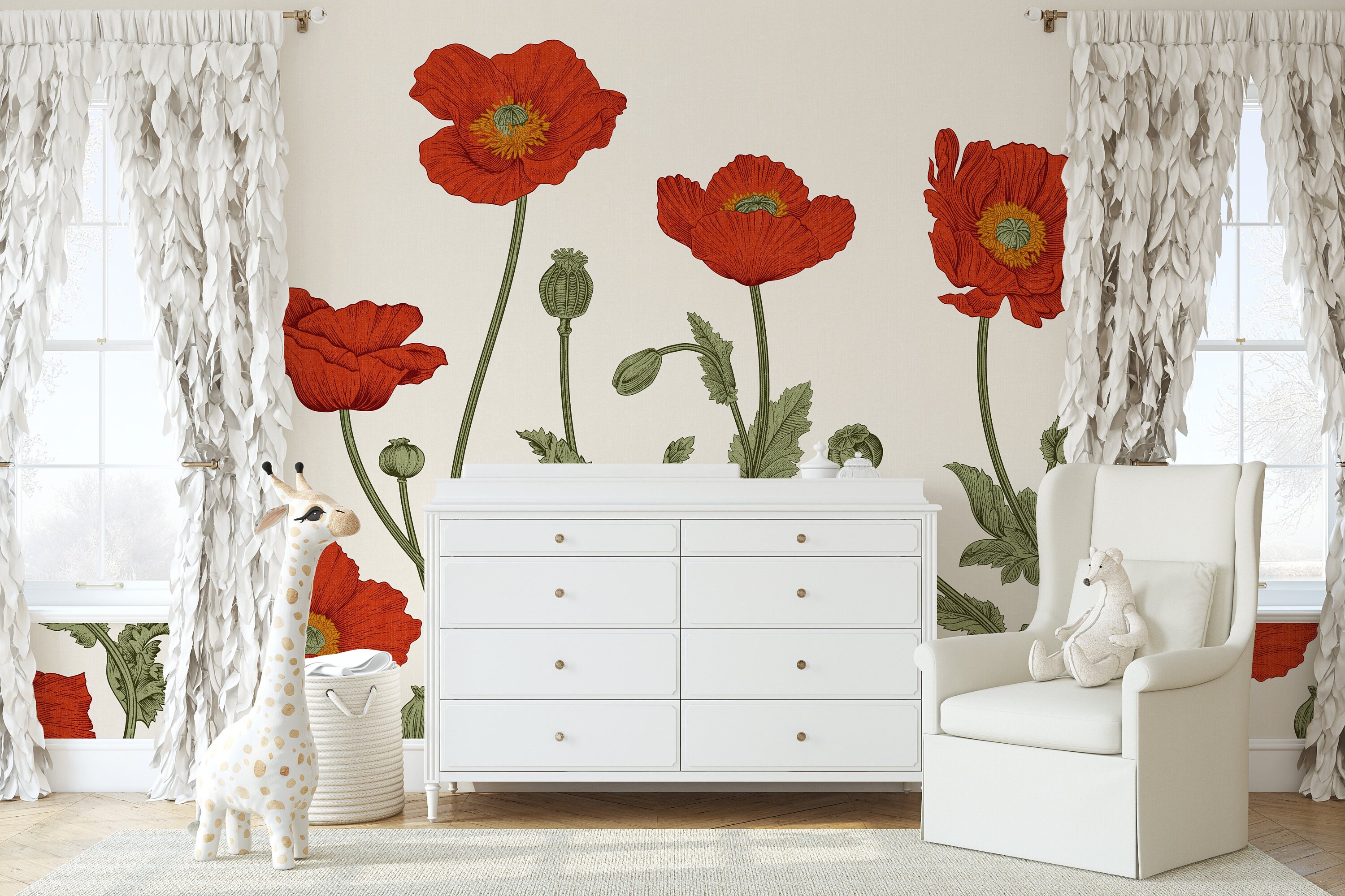 Poppy Lane Wallpaper - Etsy