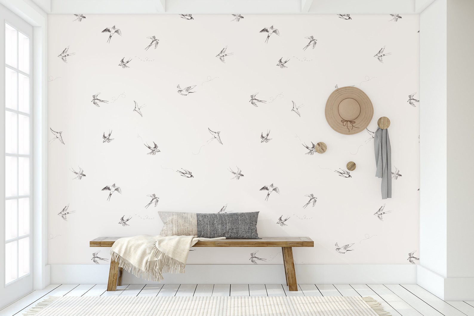 Of a Feather eggshell Wallpaper - Etsy
