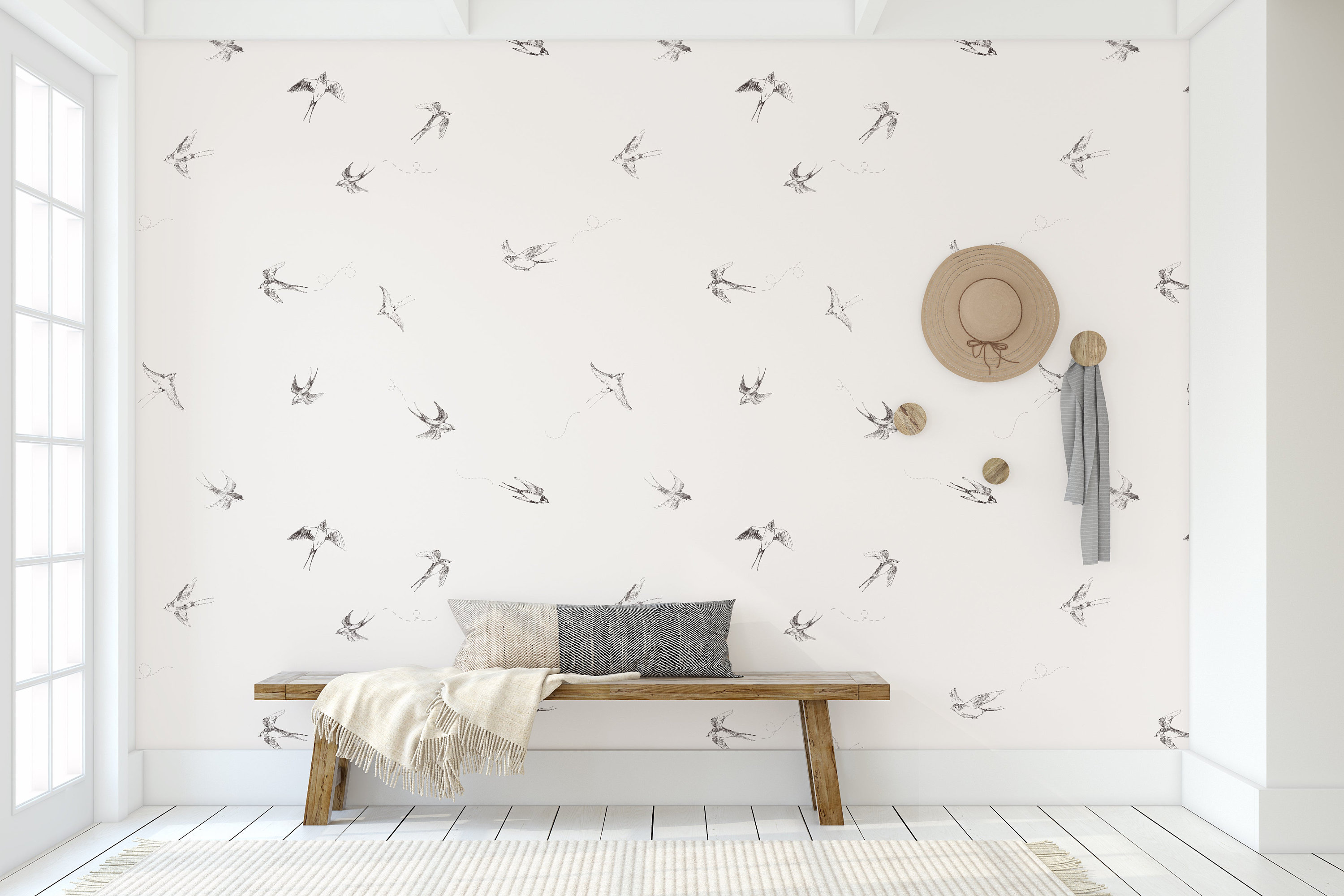 Of a Feather eggshell Wallpaper - Etsy