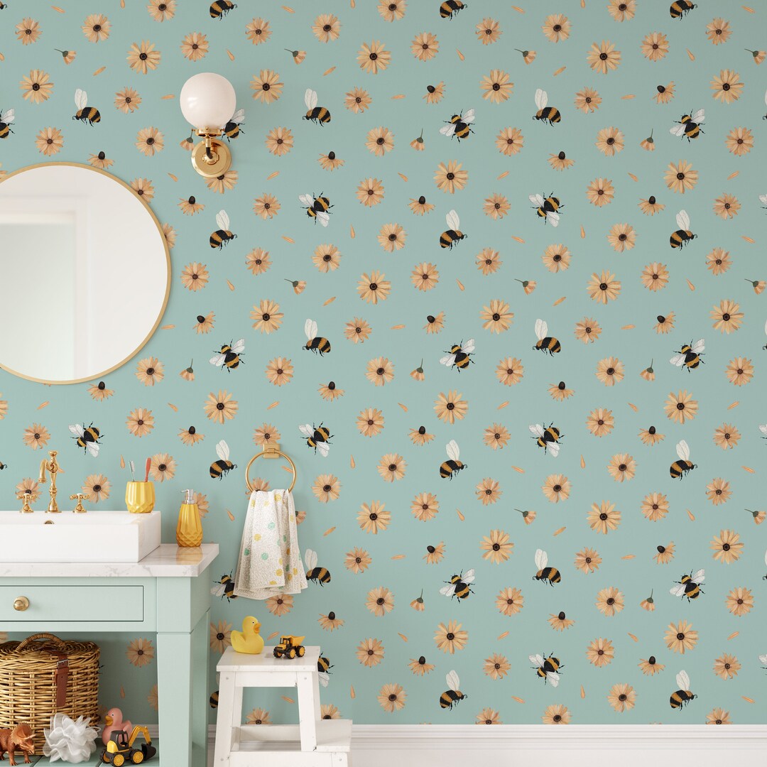 Bumble (blue) Wallpaper - Etsy