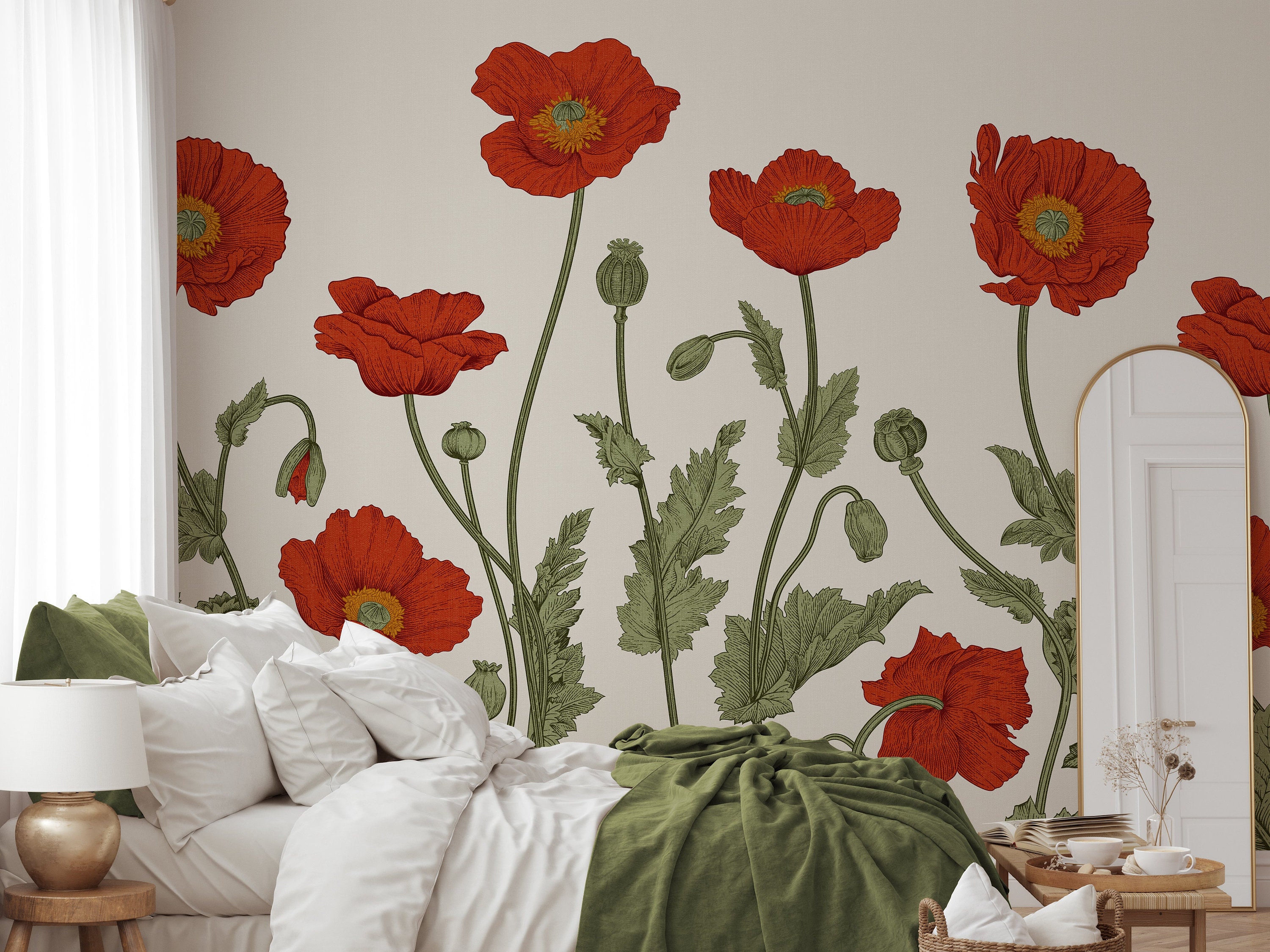 Poppy Lane Wallpaper - Etsy