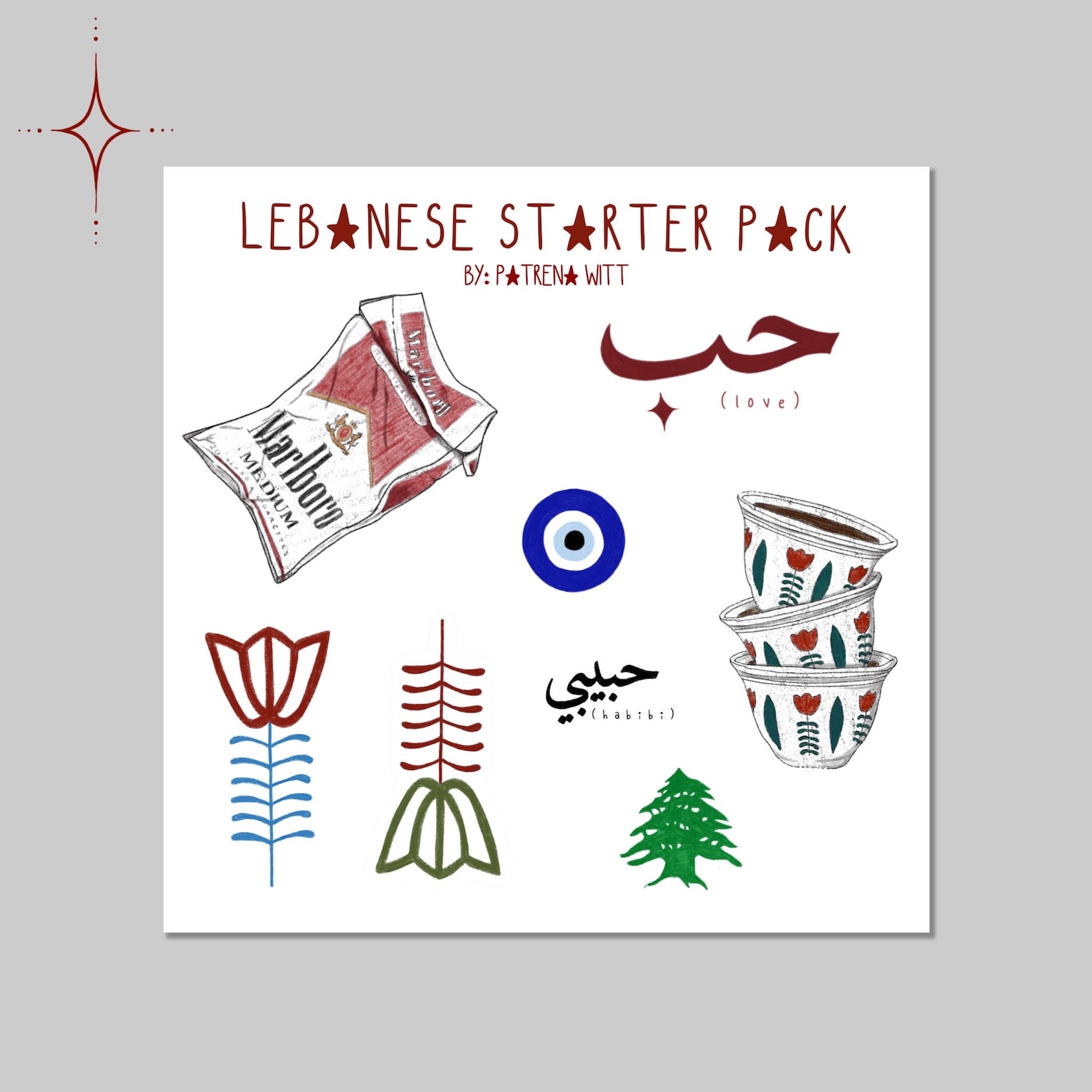 Lebanese Starter Pack Sticker Sheet: Waterproof Laptop/hydroflask ...