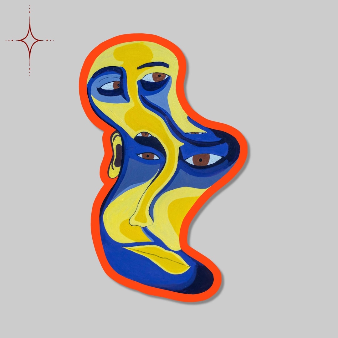 Surrealist Face Sticker: Waterproof Laptop Decal - Etsy