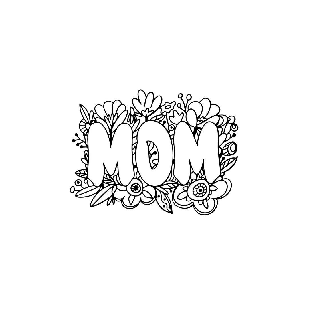 Mom With Flower Background Colorless - Etsy