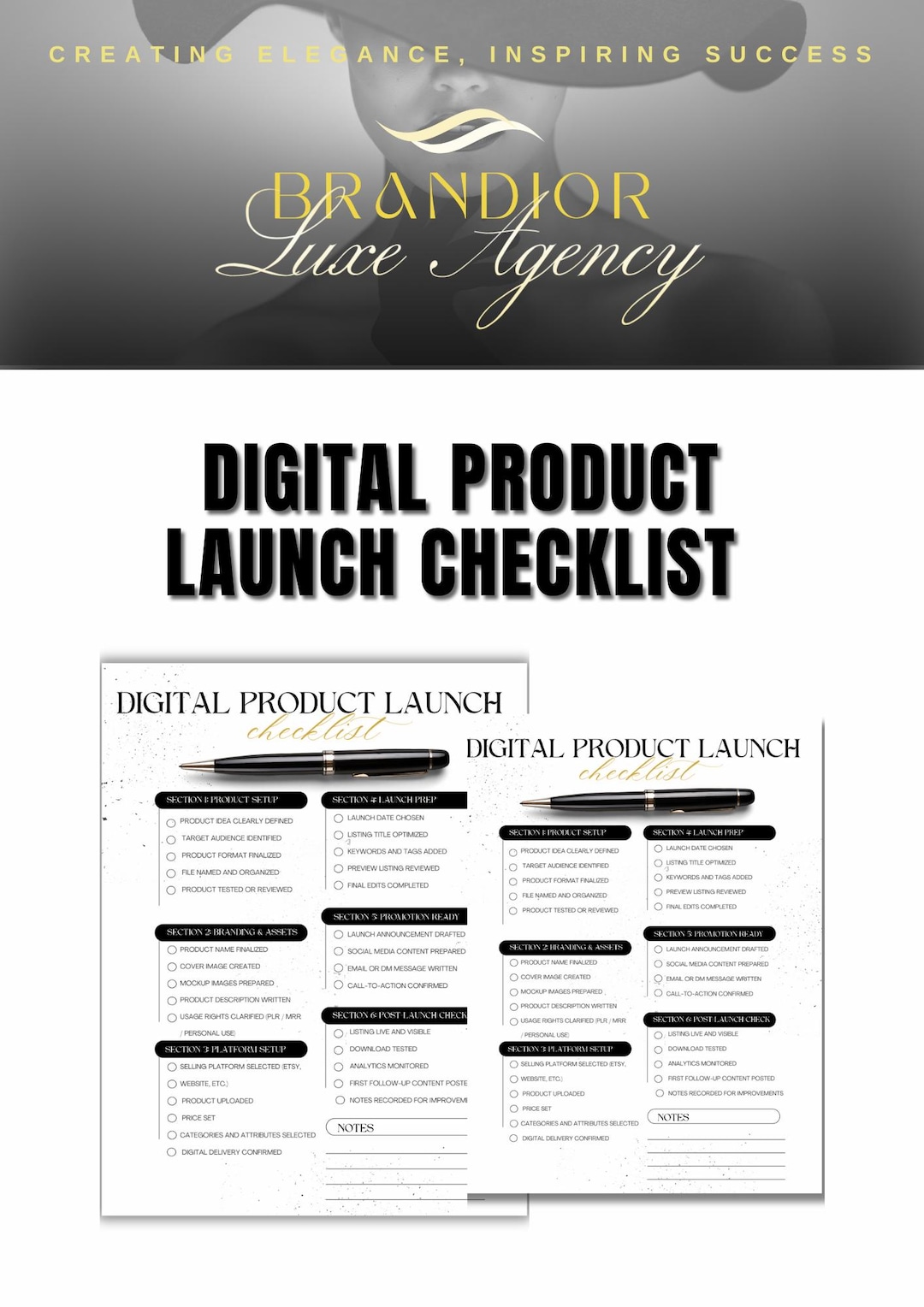Digital Product Launch Checklist PLR MRR | Editable Launch Planner PDF ...