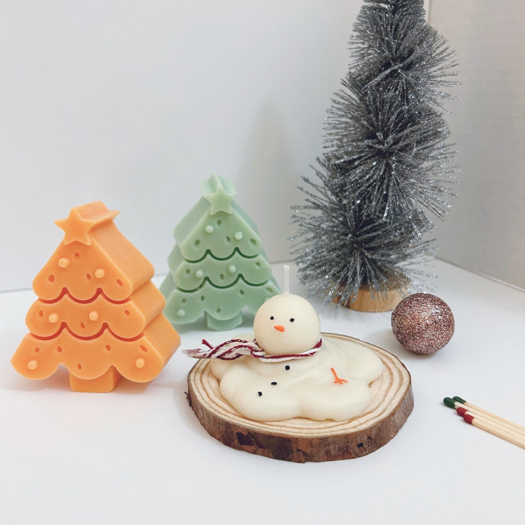Christmas Candle Gift Set Christmas Tree Candle Snowman Candle Handmade ...