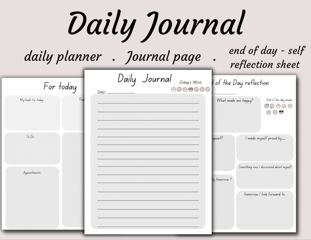 Printable Journal | Daily Planner | Mental Health | Self Reflection - Etsy