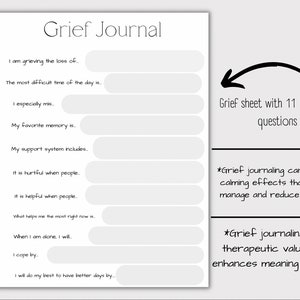 Printable Grief Journal | Grief Template | Coping With Grief ...