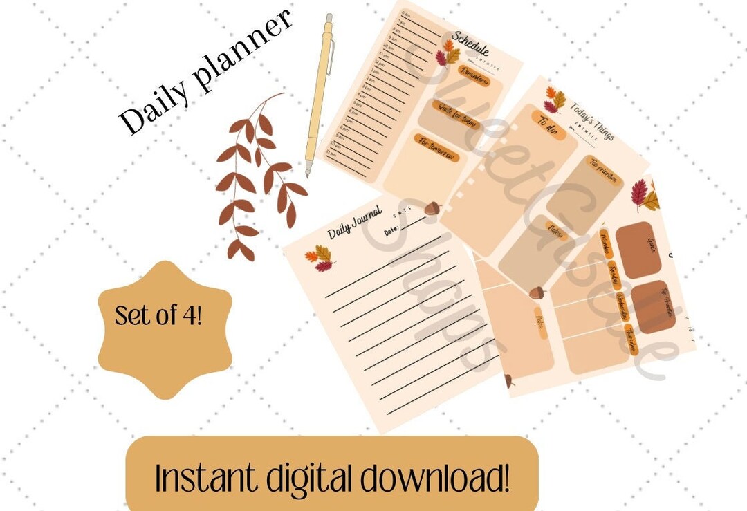 Fall Daily Planner Daily Schedule Notes Reminders Organize Bundle - Etsy