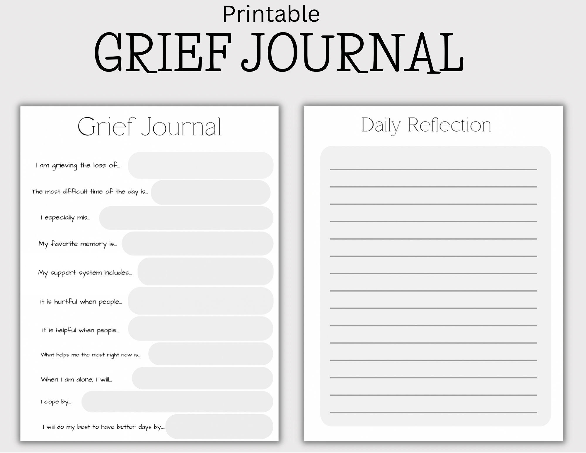 Printable Grief Journal | Grief Template | Coping With Grief ... Printable Grief Journal | Grief Template | Coping With Grief ...
