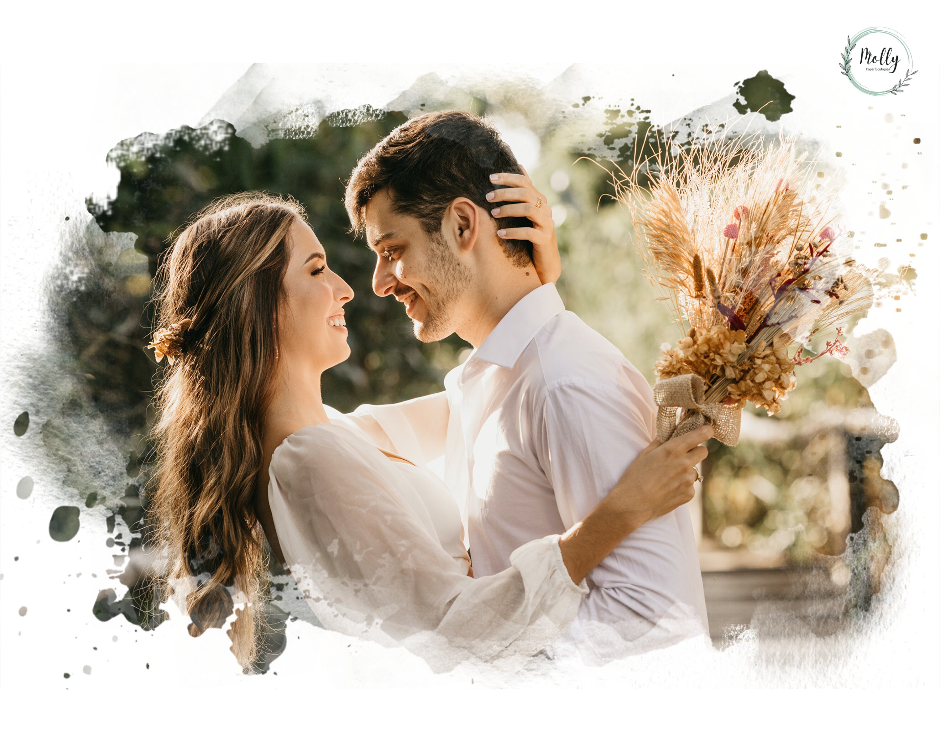 Watercolor Couple Portrait From Photo Personalized Christmas Gift ...