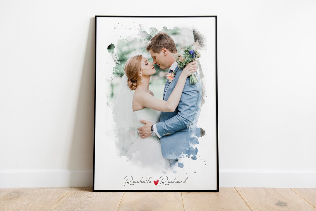 Watercolor Couple Portrait From Photo Personalized Christmas Gift ...
