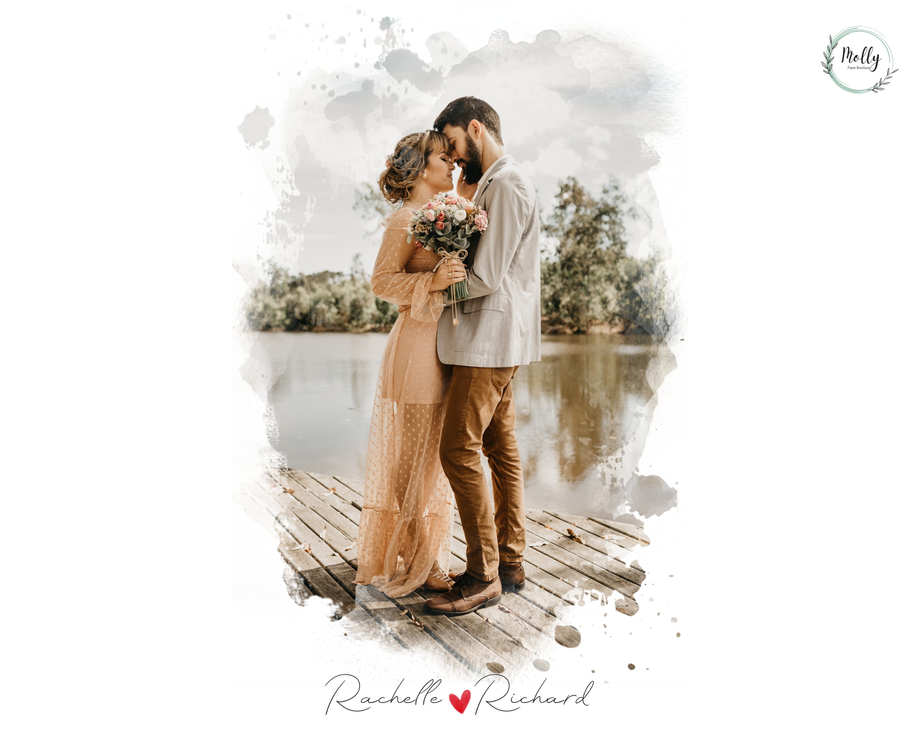 Watercolor Couple Portrait From Photo Personalized Christmas Gift ...