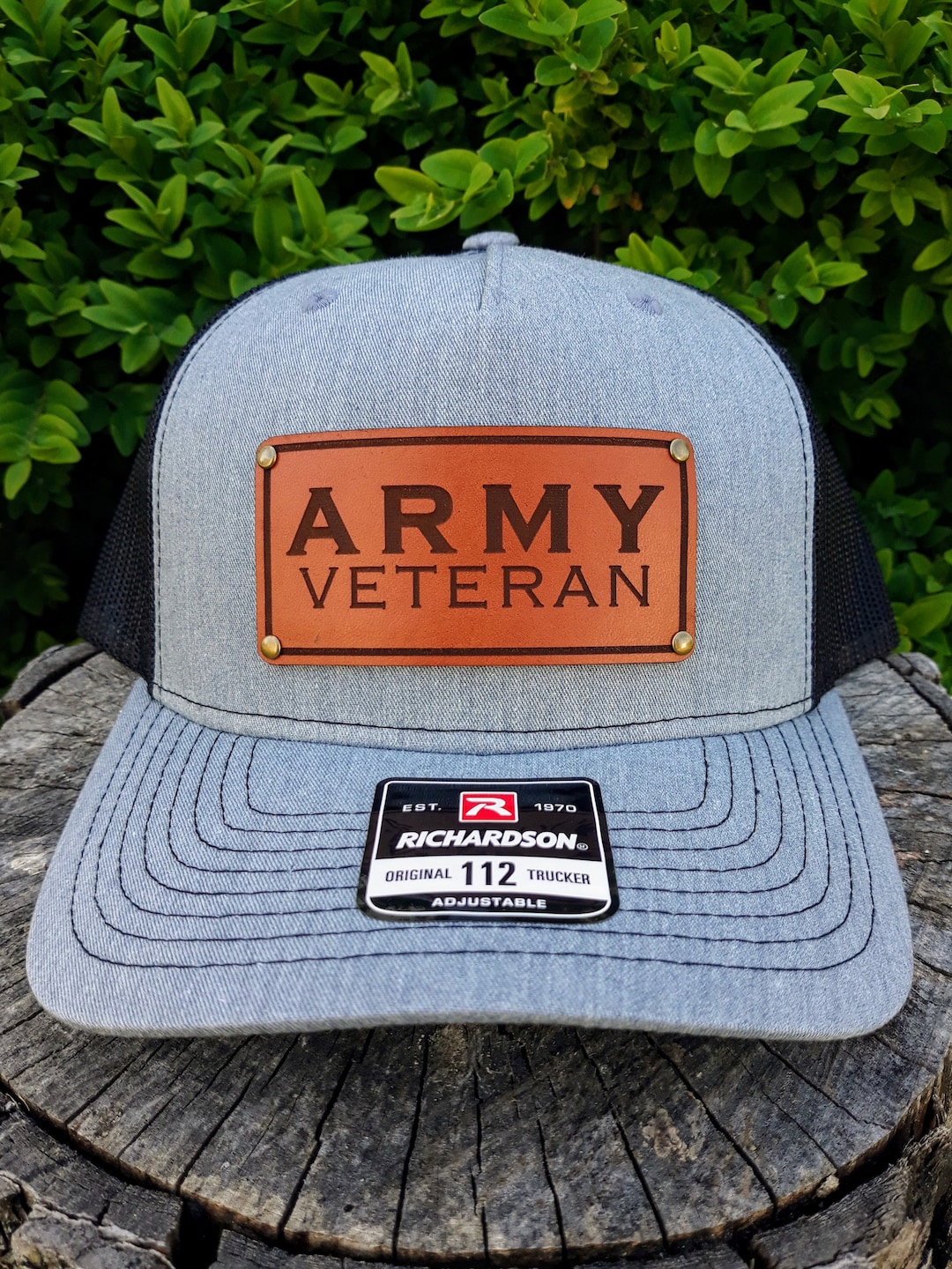 Army Veteran Leather Patch Hat - Richardson Trucker Cap - Etsy