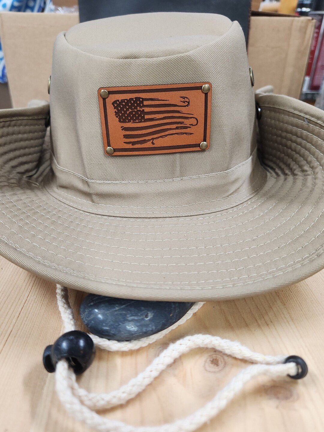 USA FLAG Fishing Pole Boonie Hat - Personalized Adjustable Boonie Hat ...