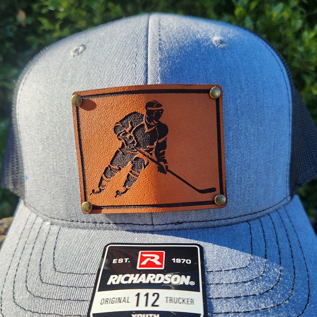 Hockey Player Leather Patch Hat: Laser Engraved Snapback - Etsy