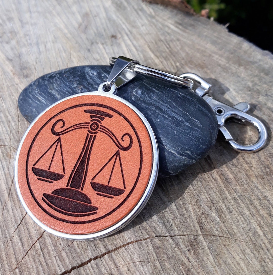 Libra Key Ring - Zodiac Leather Keychain - Astrology Key Ring -libra ...