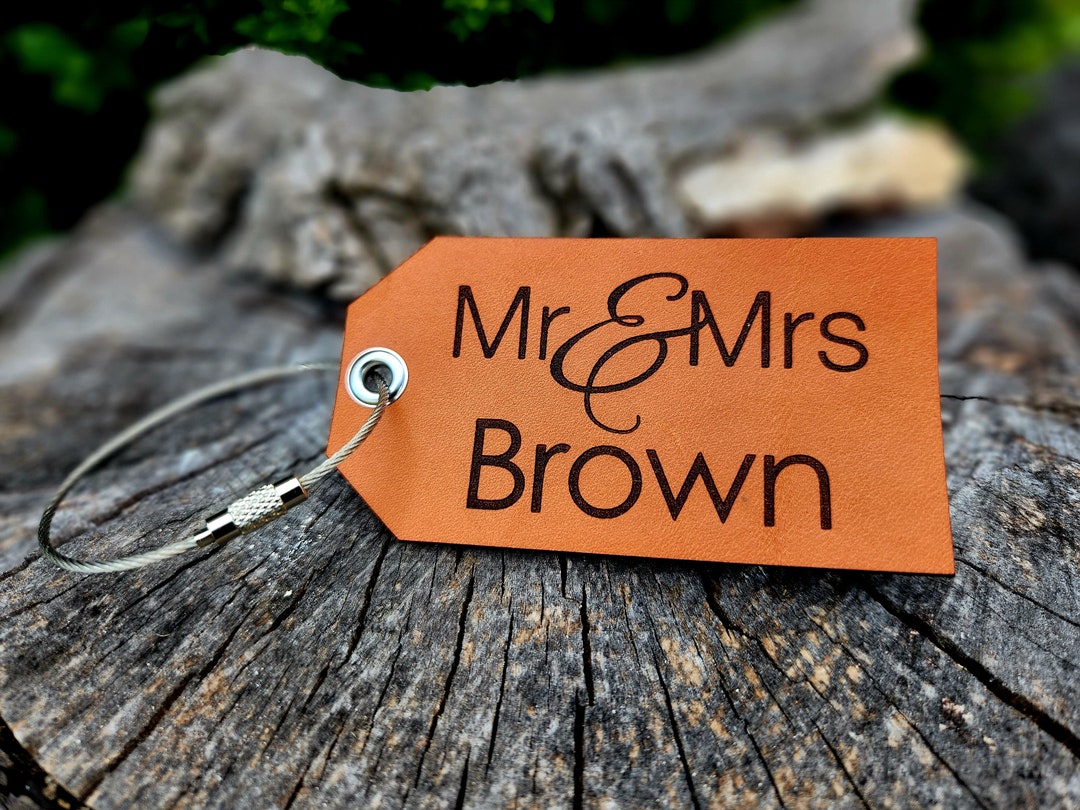 MR & MRS Leather Luggage Tags Set - Destination Wedding Bag Tags Gift ...