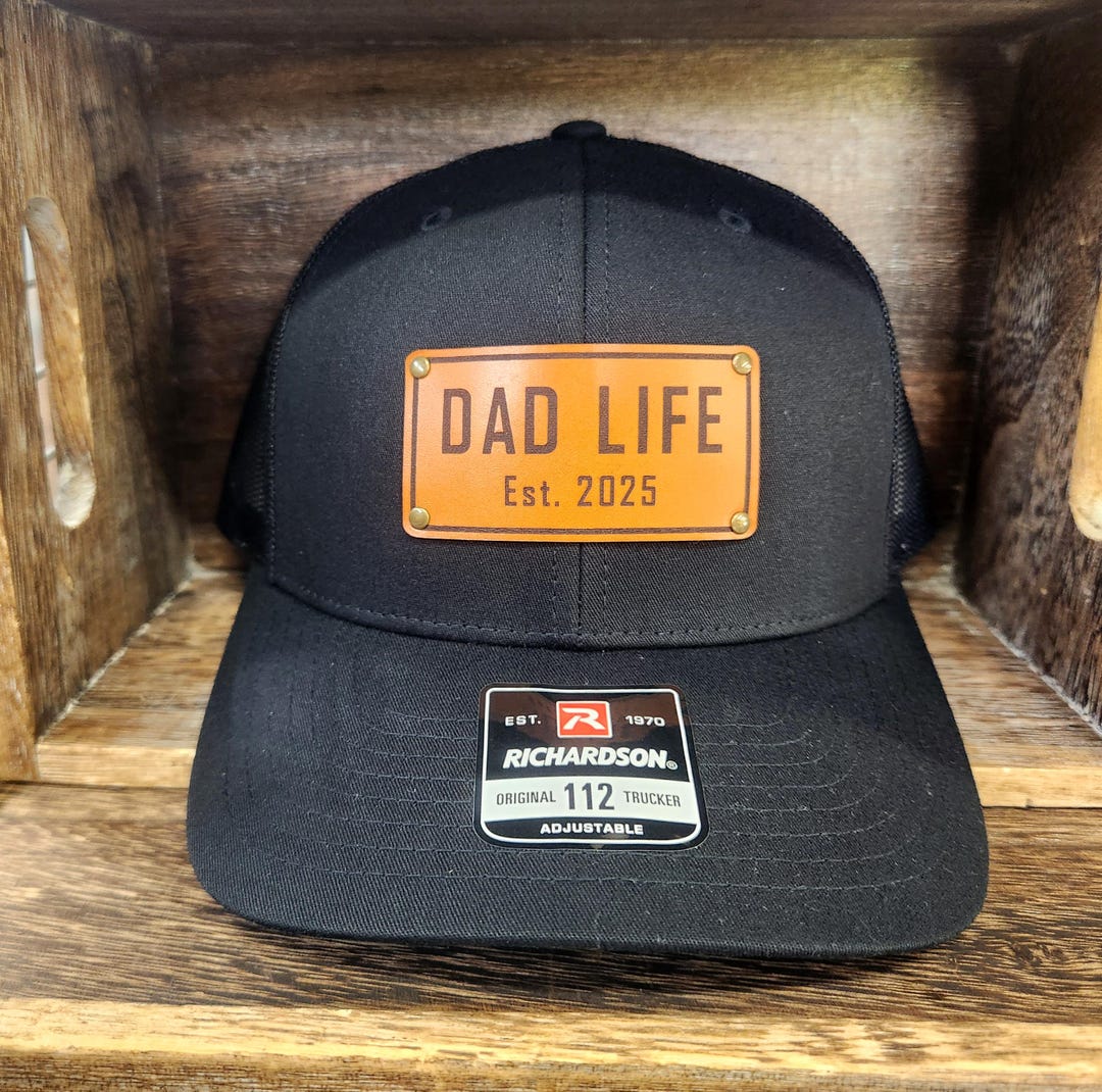 Dad Life Hat: Engraved Leather Patch, New Dad Gift - Etsy
