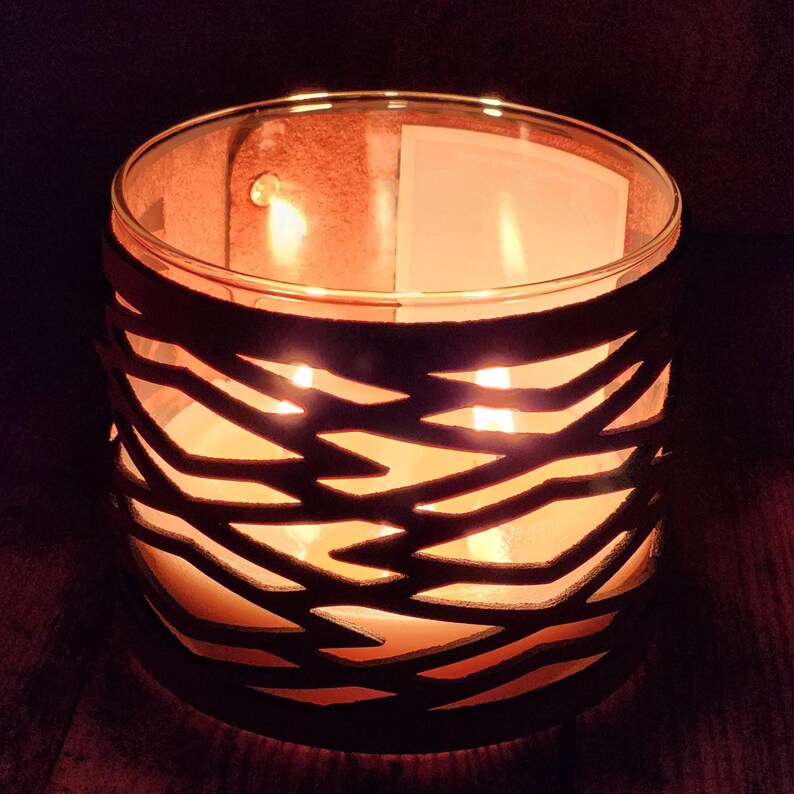 3-wick Leather Diamond Cut Out Candle Wrap: Fits 14oz Candles - Etsy