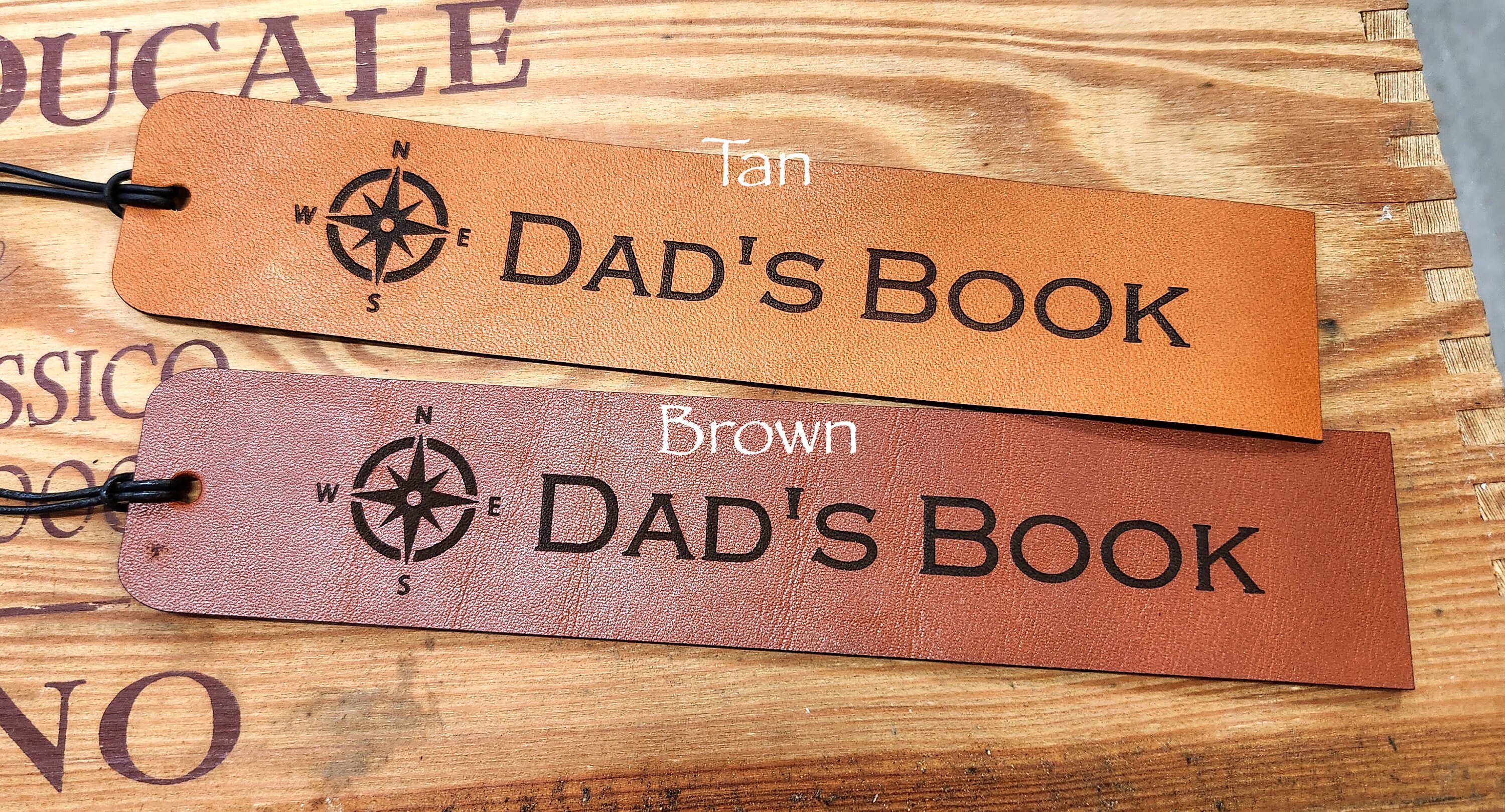 Leather Bookmark: Engraved Compass Rose, Dad's Book - Etsy