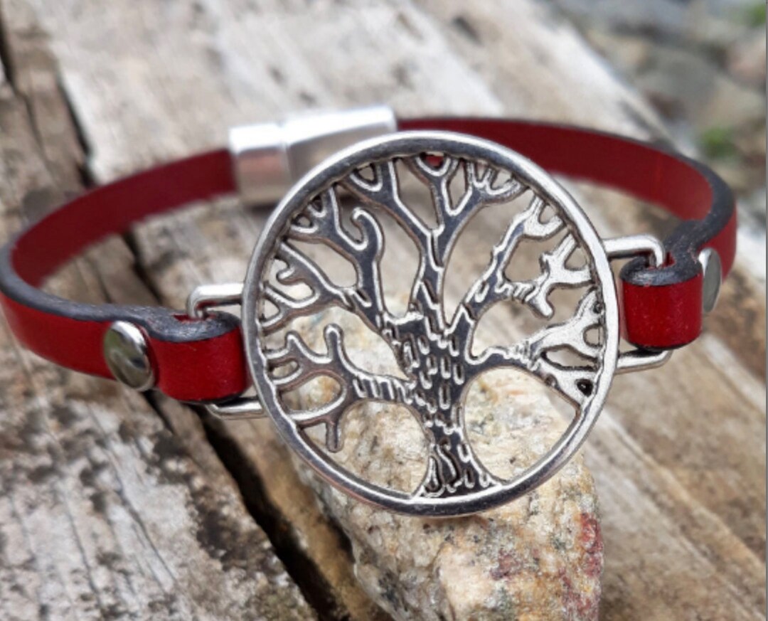 Tree of Life Leather Bracelet – 3rd Anniversary Jewelry Gift - Etsy