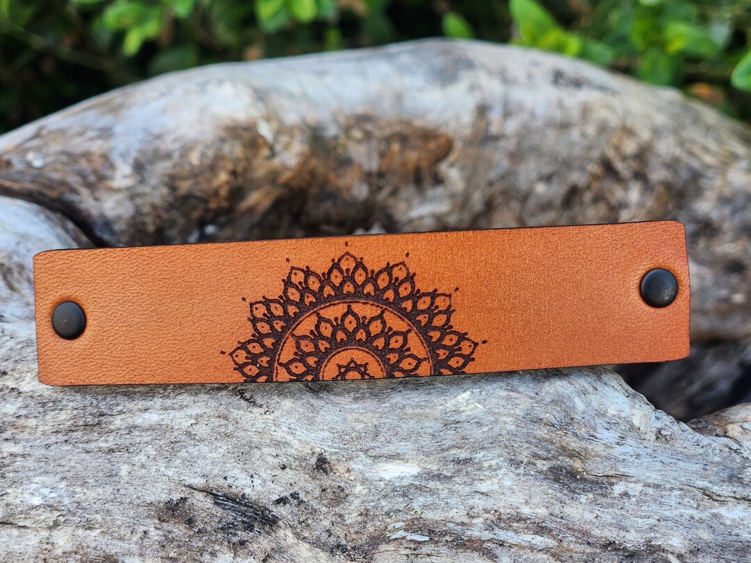 Mandala Leather Barrette Guy or Girl Barrette Mandala Design Hair Clip ...