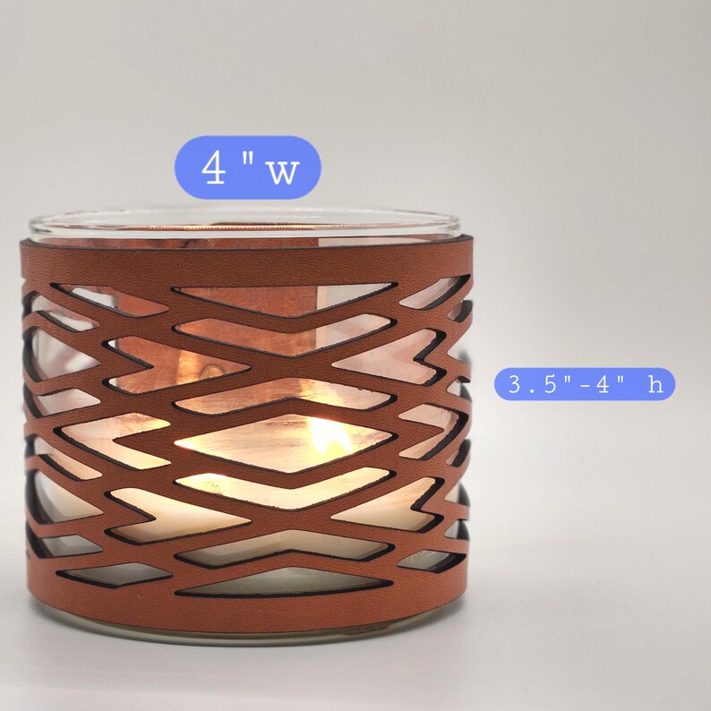 3-wick Leather Diamond Cut Out Candle Wrap: Fits 14oz Candles - Etsy