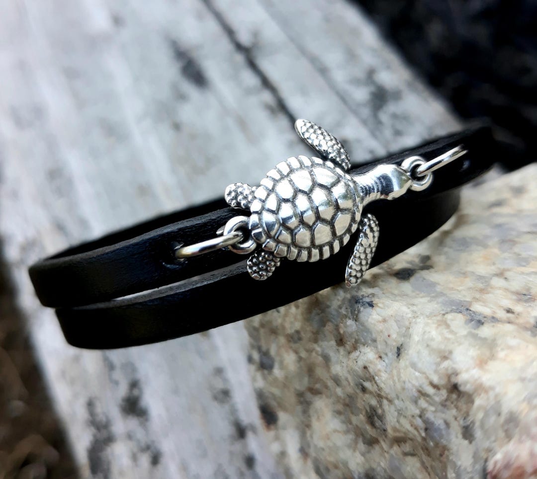 Sea Turtle Leather Wrap Bracelet – Leather Jewelry - Etsy