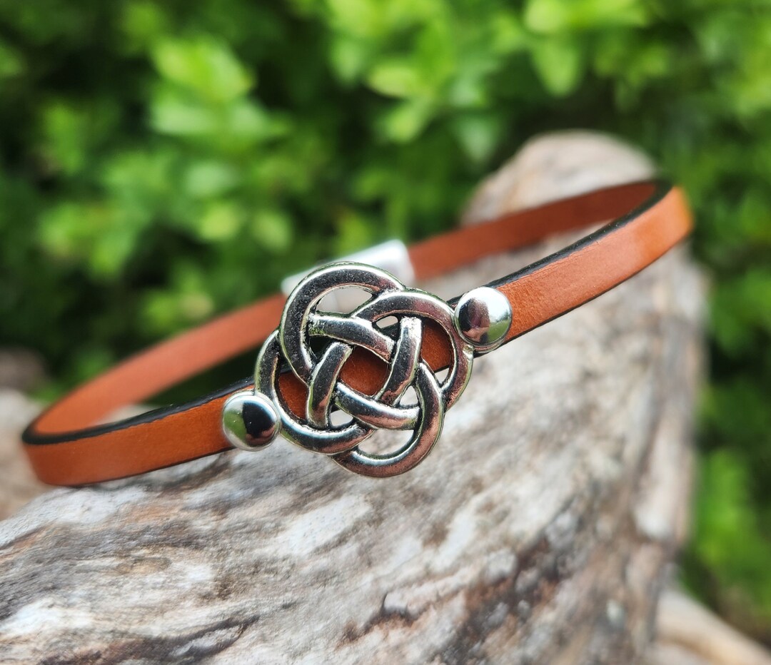 CELTIC Infinity KNOT LEATHER Bracelet - Celtic Design Leather Bracelet ...