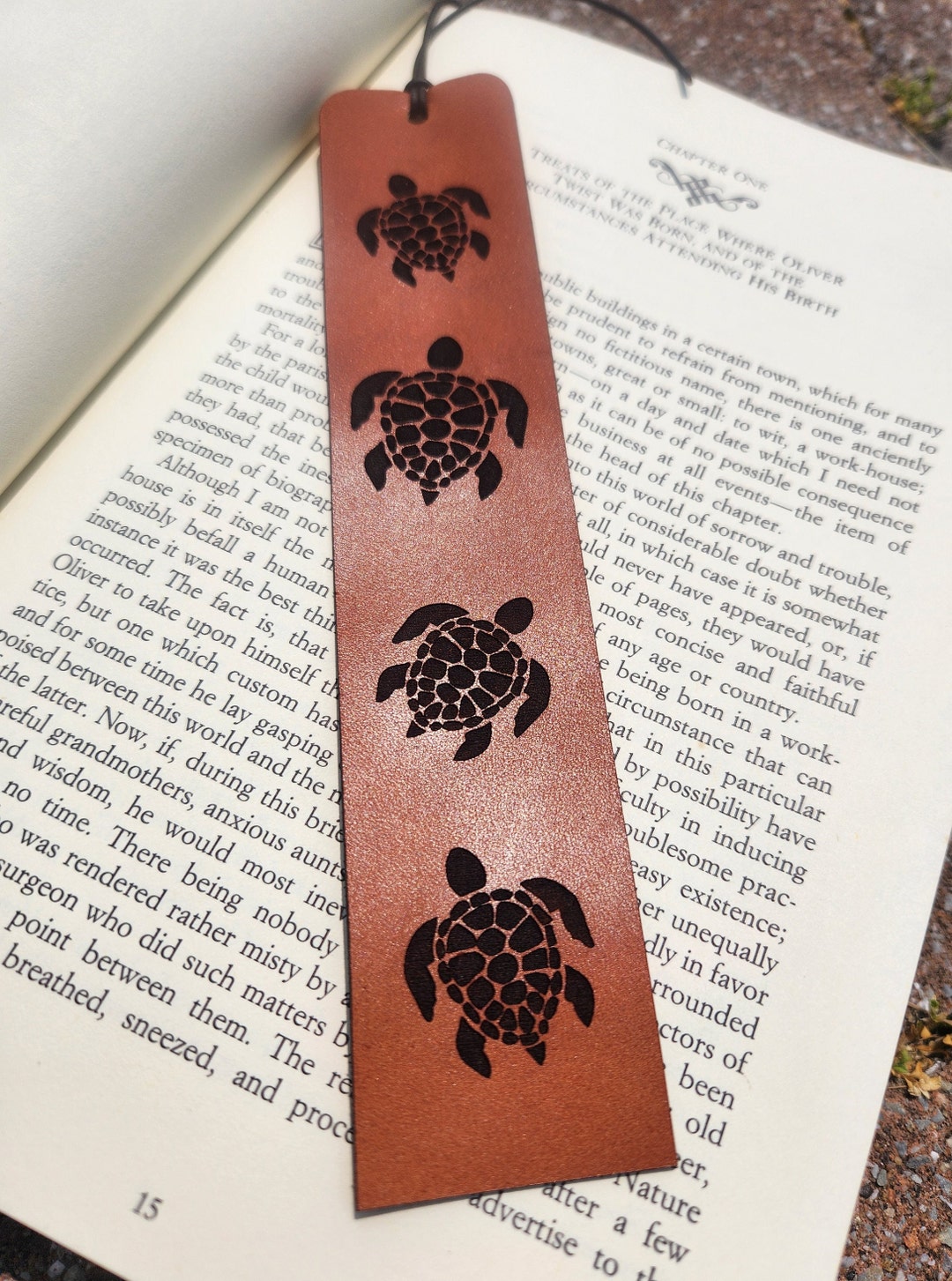 Sea Turtles Leather Bookmark - 3rd Anniversary Gift - Sea Turtle ...