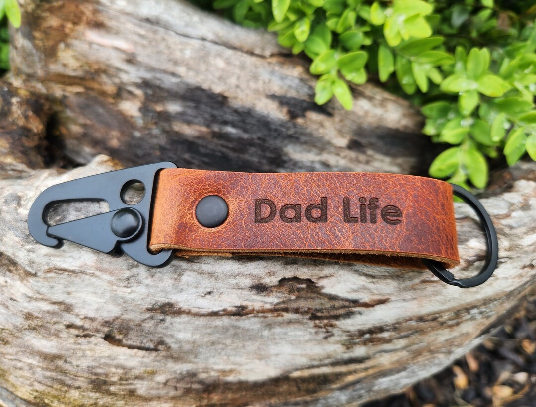DAD LIFE Bison Leather Keychain: Tactical Hook Clip Key Ring - Etsy