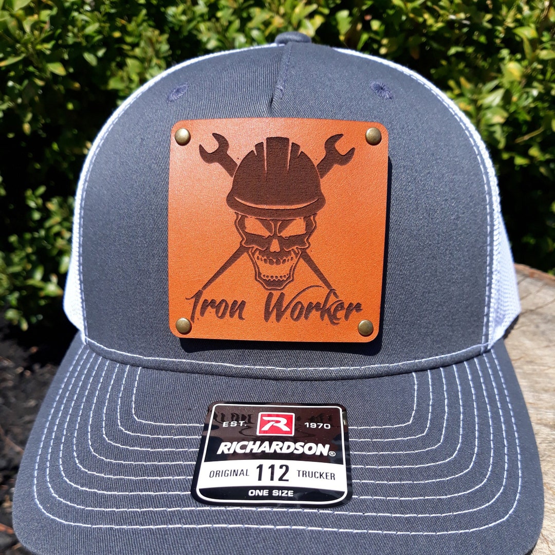Ironworker Leather Patch Hat: Richardson 112 Trucker Hat - Etsy