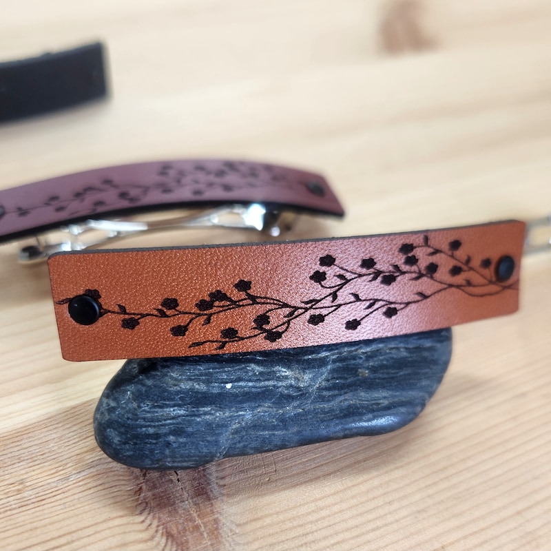 Thick Leather Barrette - Etsy