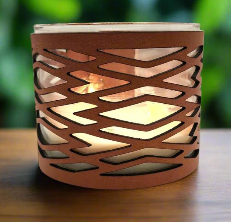 3-wick Leather Diamond Cut Out Candle Wrap: Fits 14oz Candles - Etsy