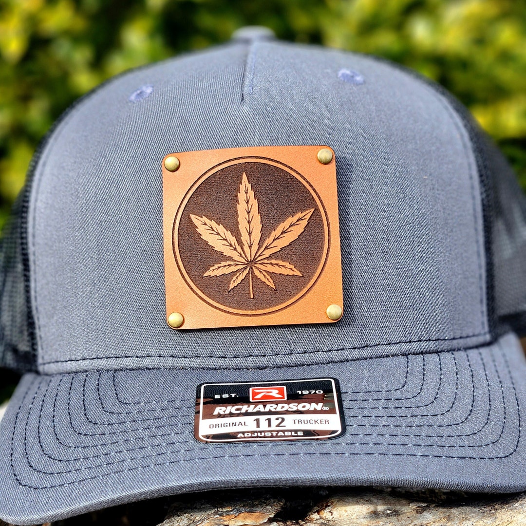 CANNABIS 420 WEED Hat - Engraved Pot Leaf Leather Patch Hats -marijuana ...