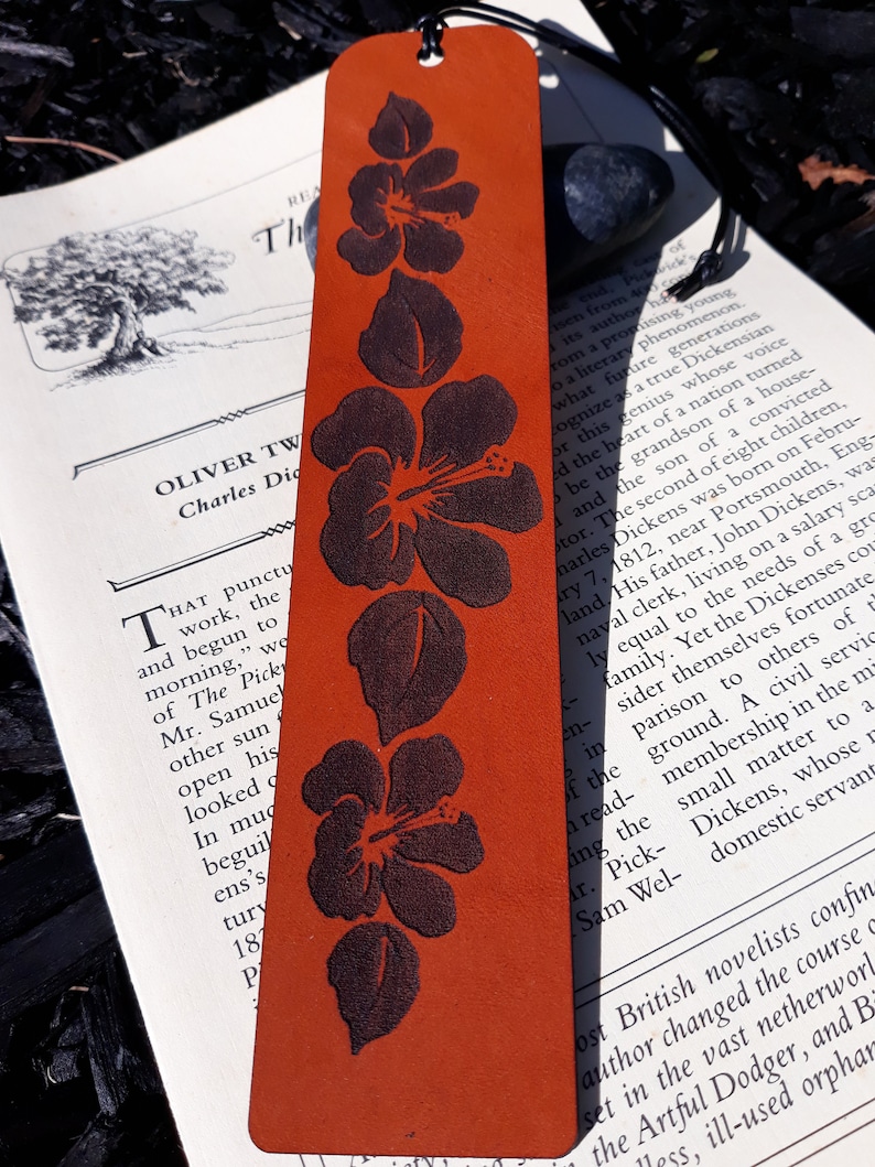 Laser Engraved Leather Bookmark: Hawaiian Hibiscus Flower - Etsy