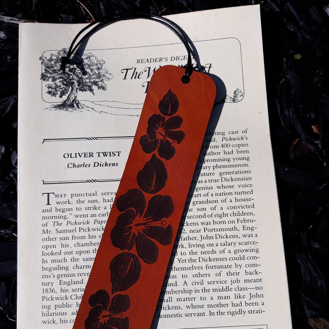 Laser Engraved Leather Bookmark: Hawaiian Hibiscus Flower - Etsy