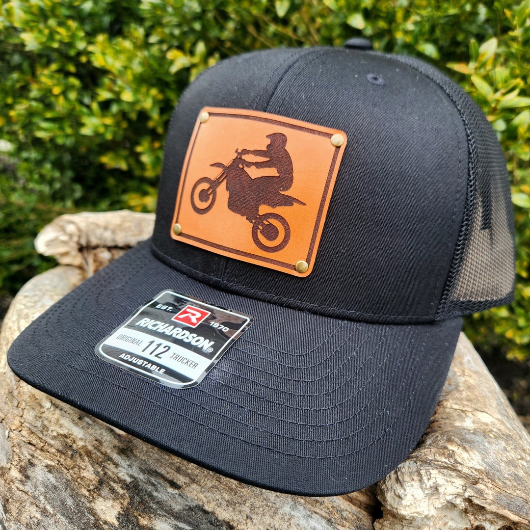 Motocross Rider Hat: Leather Patch Richardson 112 Trucker Hat - Etsy