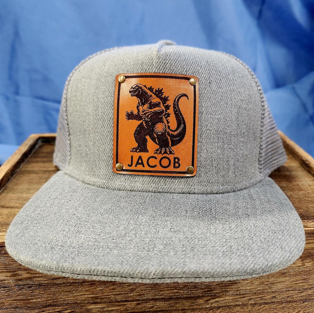 Personalized Godzilla Hat: Kids Leather Patch Trucker Hat - Etsy