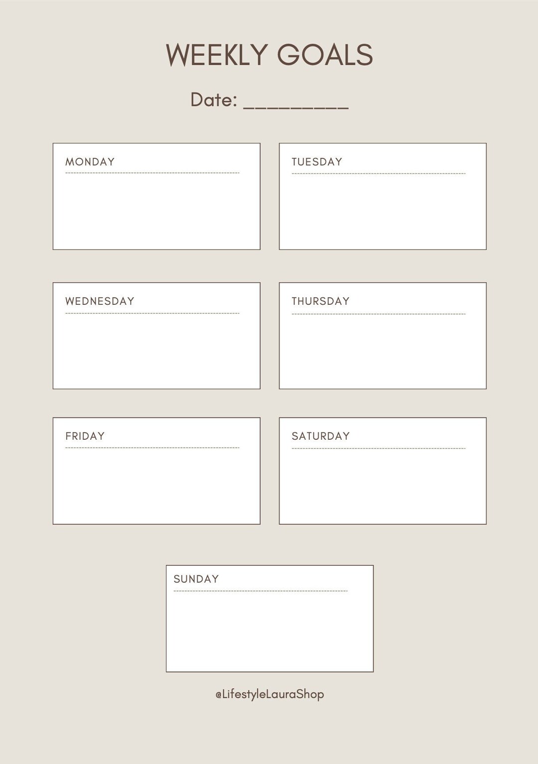 Weekly Goals Printable Worksheet- Aesthetic Weekly, Schedule Planner ...