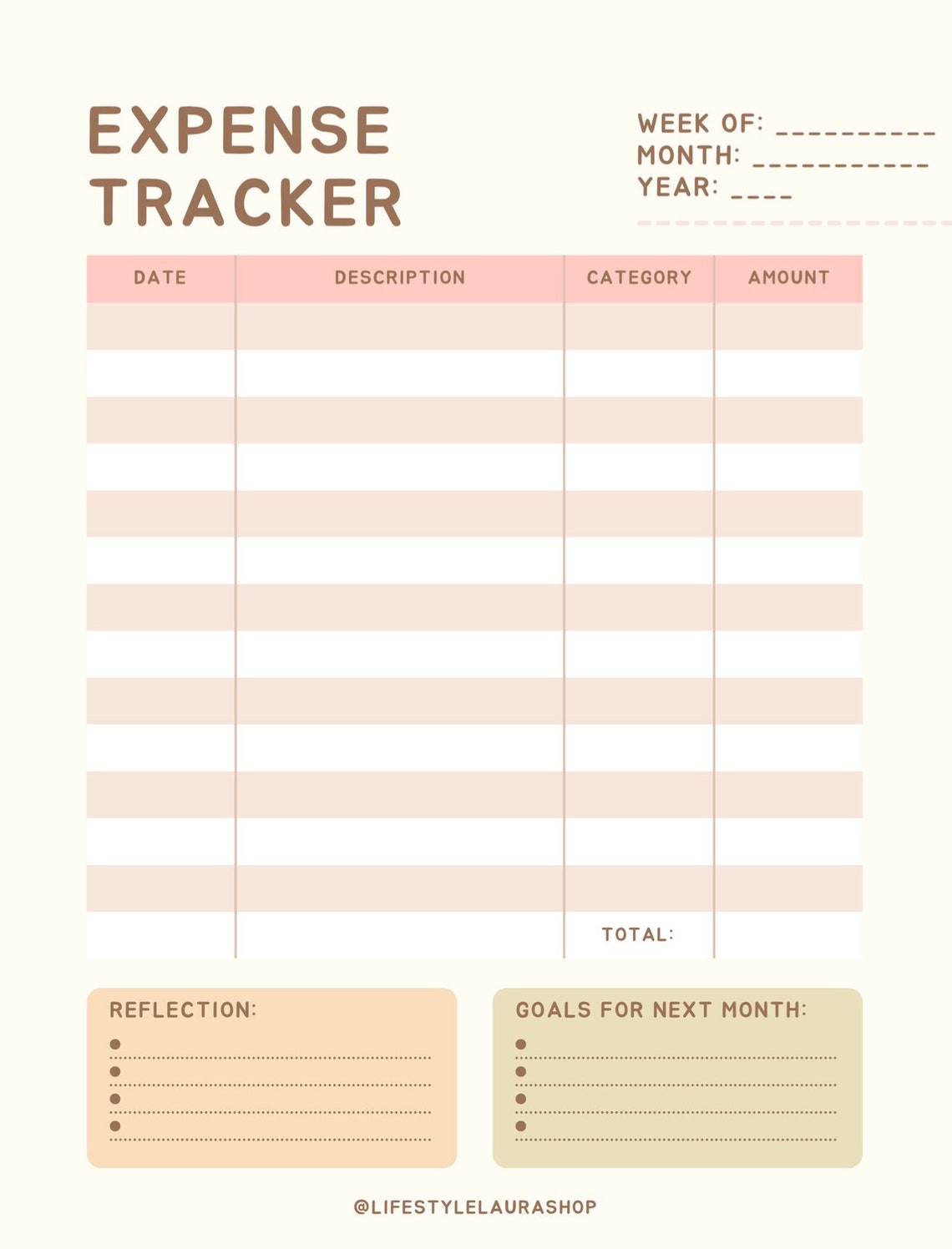 Expense and Spending Money Tracker Printable Worksheet- Aesthetic ...