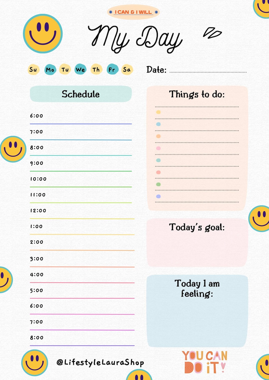 Kids My Day Schedule Printable Worksheet- Daily, Schedule Planner ...