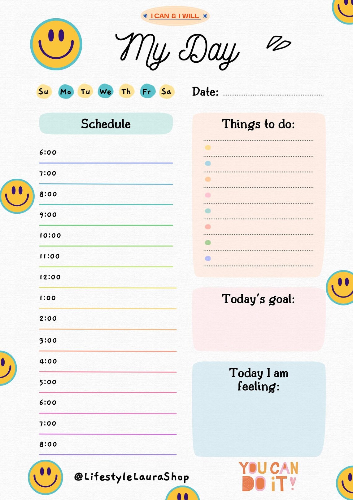 Kids My Day Schedule Printable Worksheet- Daily, Schedule Planner ...