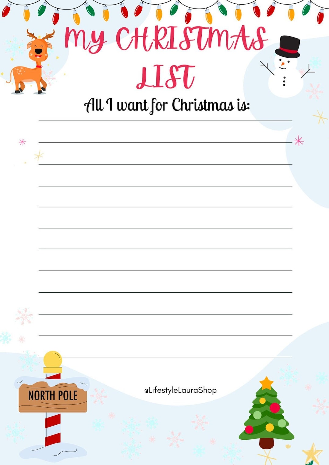 My Christmas List Cute Printable Worksheet- Kid-friendly, Gift ...