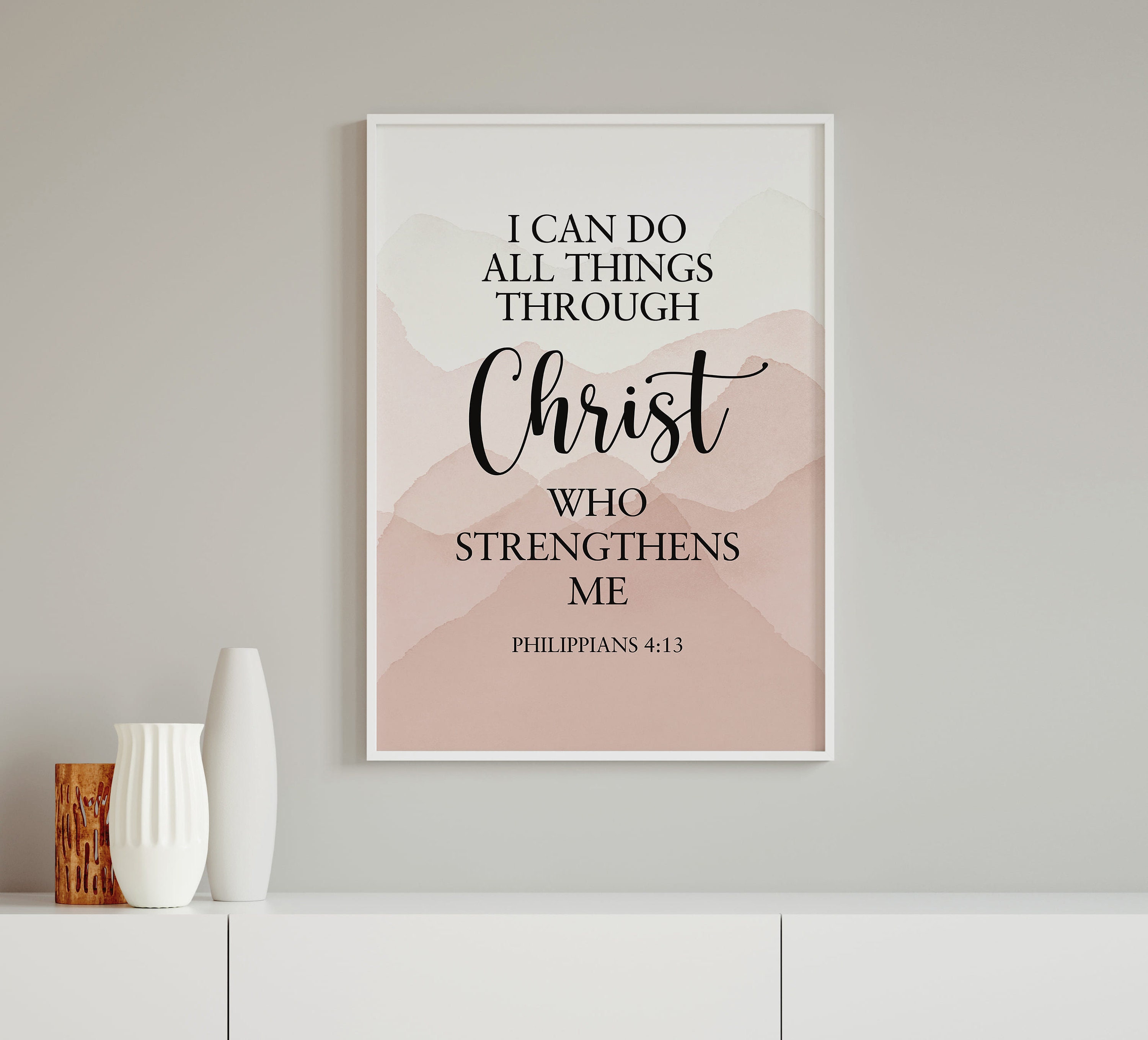 Philippians 4:13 Printable Watercolor Landscape Background Scripture ...