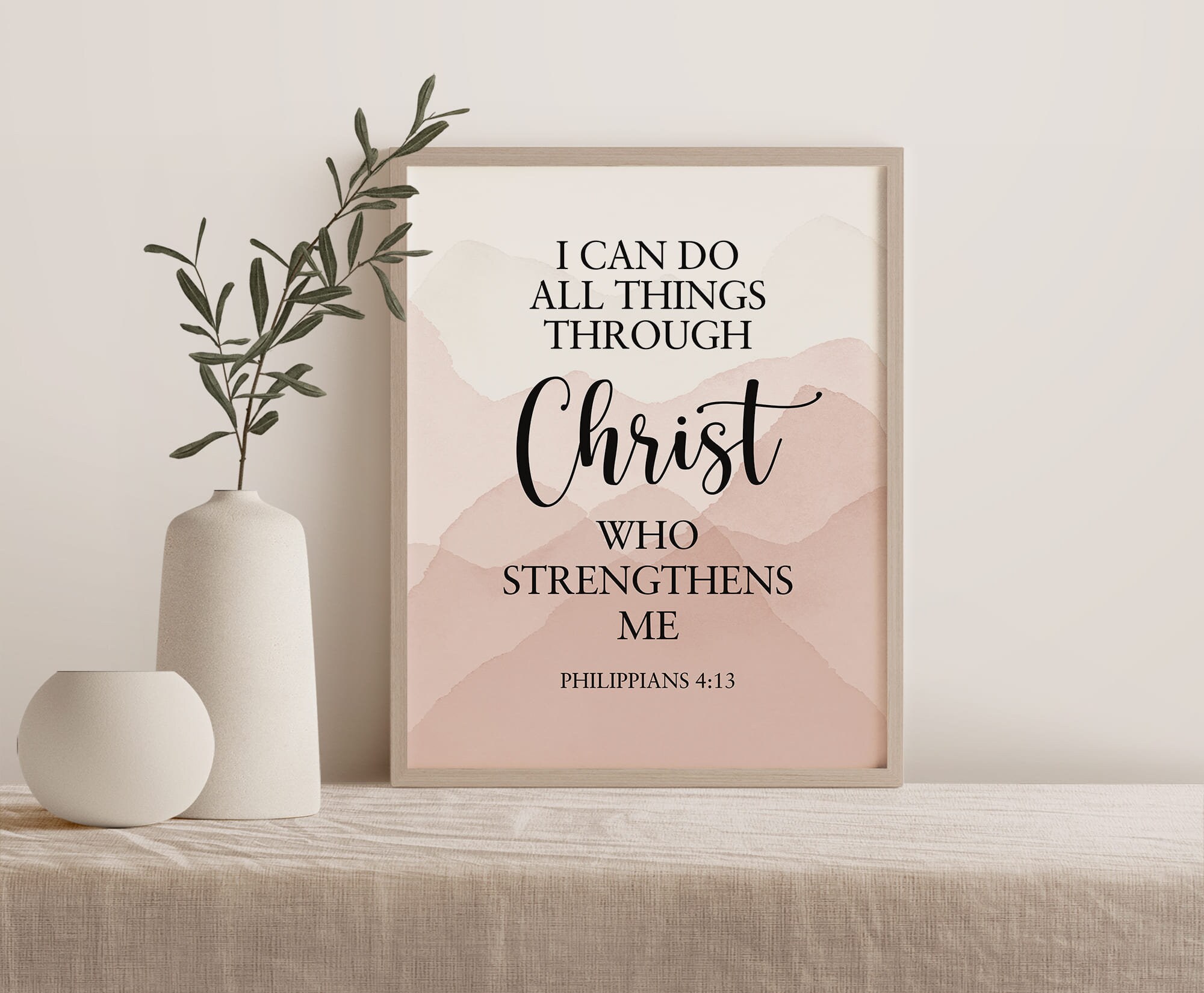 Philippians 4:13 Printable Watercolor Landscape Background Scripture ...