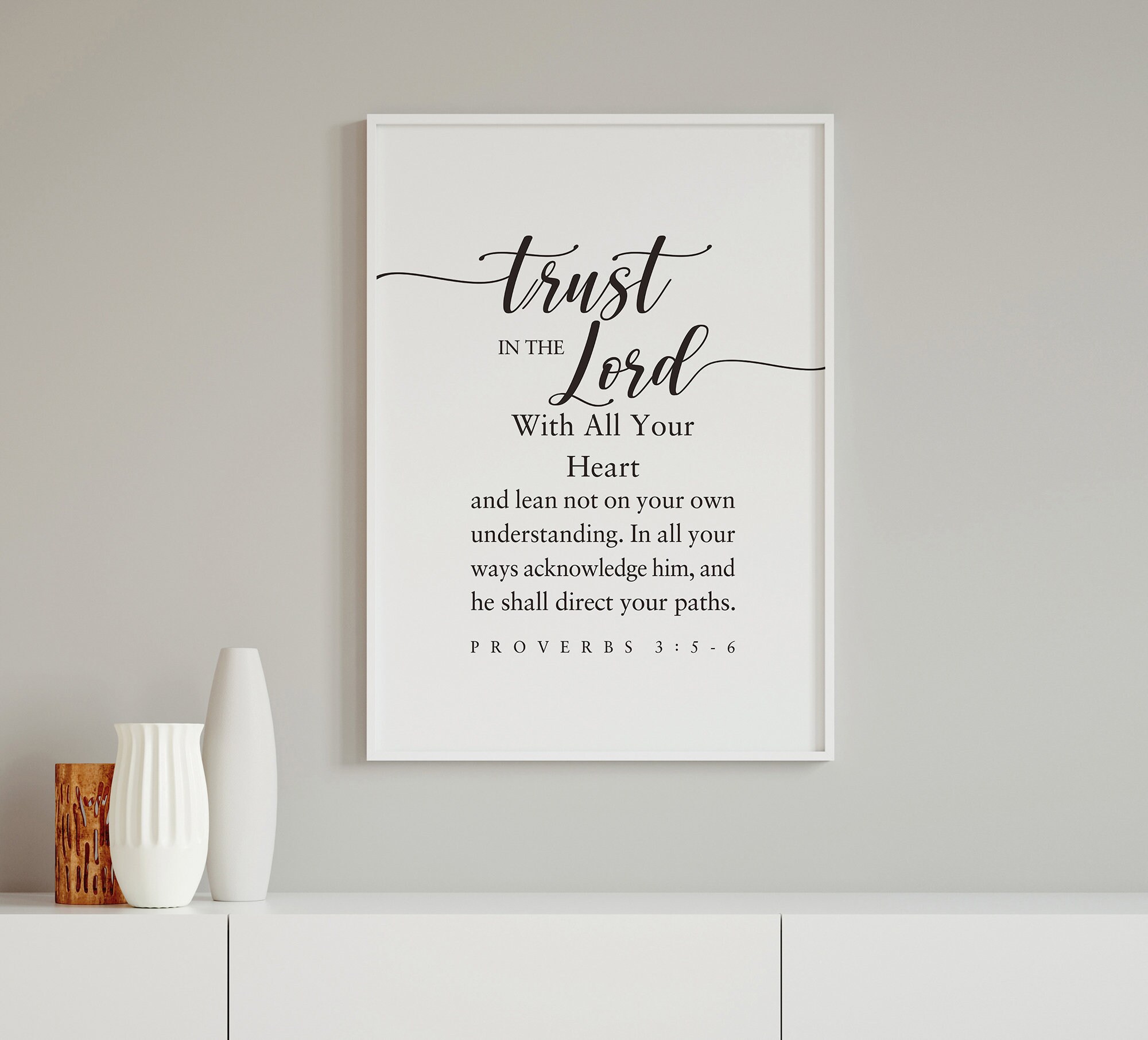 Proverbs3:5-6 Bible Verse Wall Art, Trust in the Lord, Scripture Wall ...